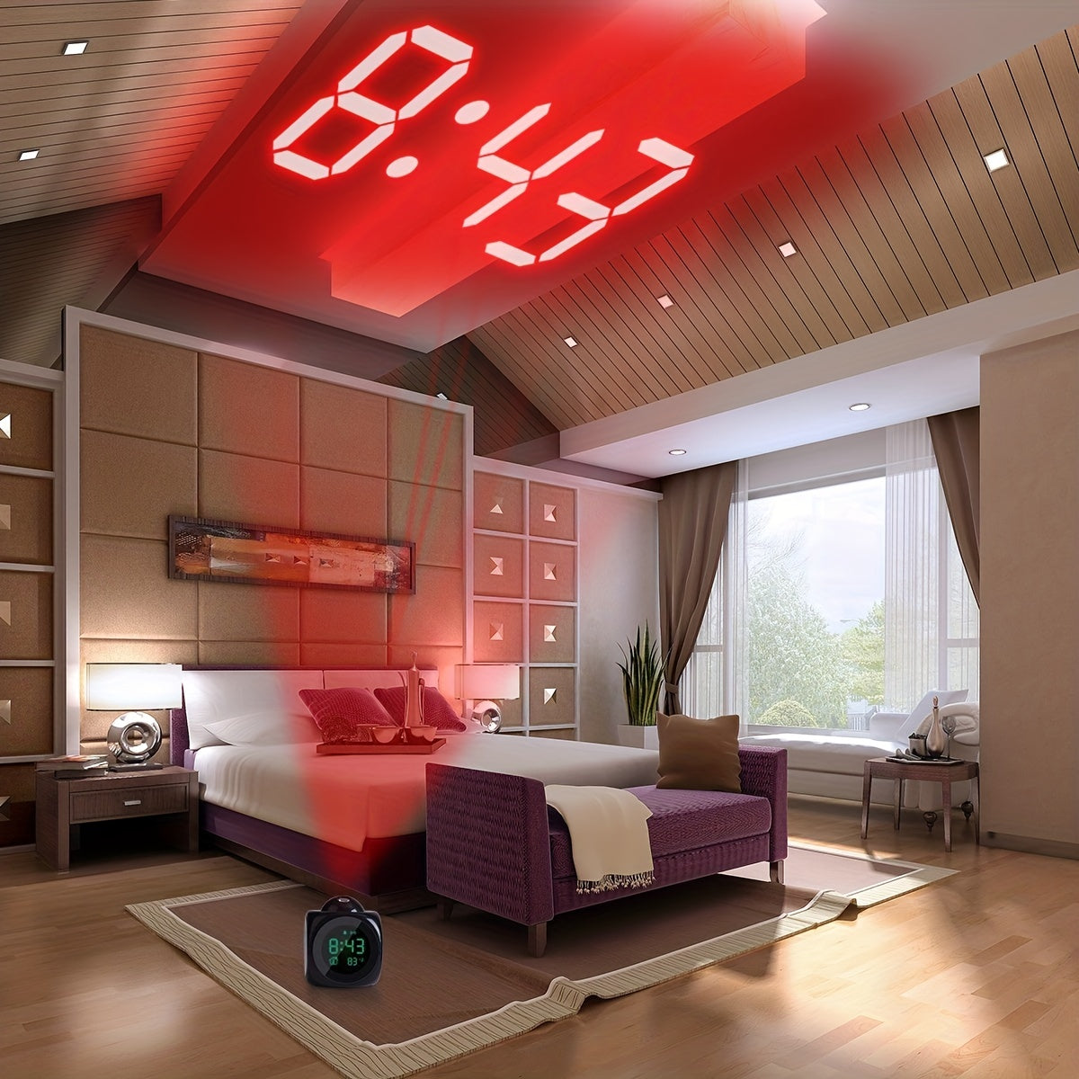 TimeCast LCD Projection Alarm Clock – Modern Digital Clock with Wall ...